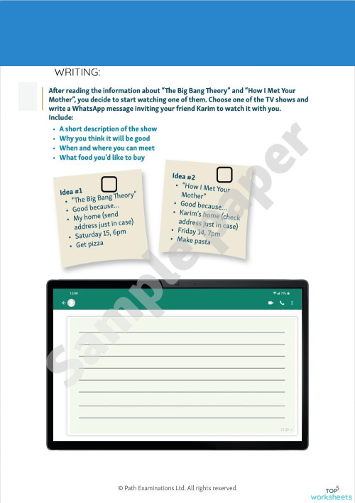 Final Exam: Writing. Interactive worksheet | TopWorksheets