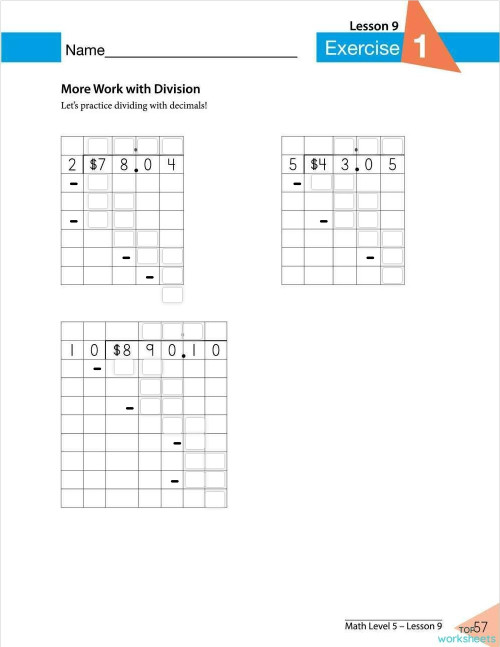 Lesson 9: Exercise 1 Pg 57-58. Interactive worksheet | TopWorksheets