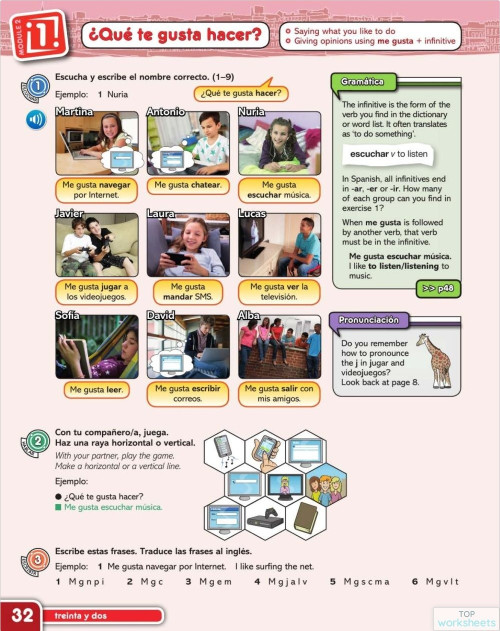 ¿Qué te gusta hacer? 32. Ficha interactiva | TopWorksheets