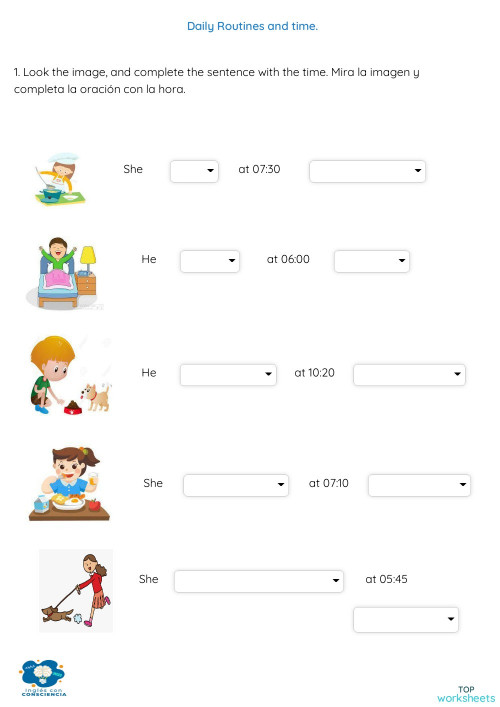 Daily Routines and time. Interactive worksheet | TopWorksheets