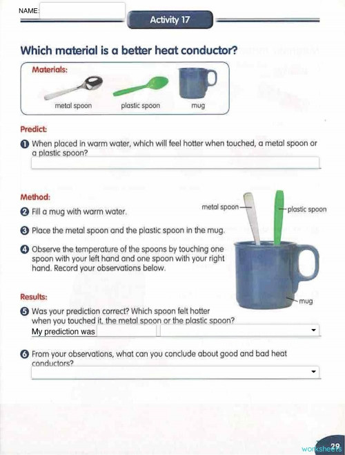 Activity 17: Which material is a better heat conductor?. Interactive ...