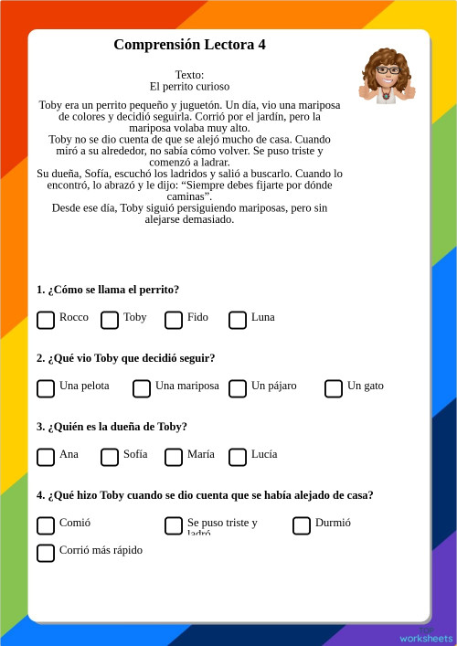 COMPRENSIÓN LECTORA. Ficha interactiva | TopWorksheets