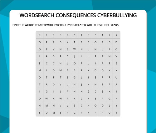 WORDSEARCH CONSEQUENCES CYBERBULLYING. Interactive worksheet ...