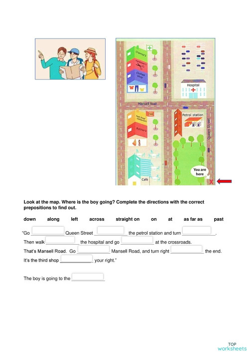 Where's he going?. Interactive worksheet | TopWorksheets