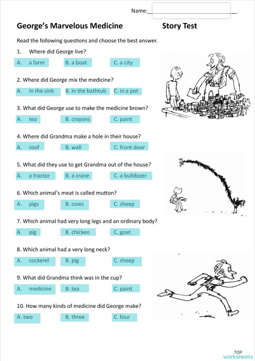 Story Test Multiple Choice. Interactive worksheet | TopWorksheets