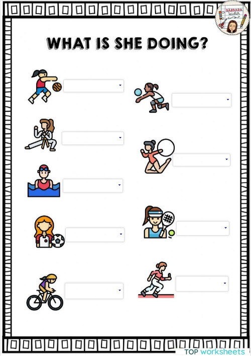 What is she doing?. Interactive worksheet | TopWorksheets