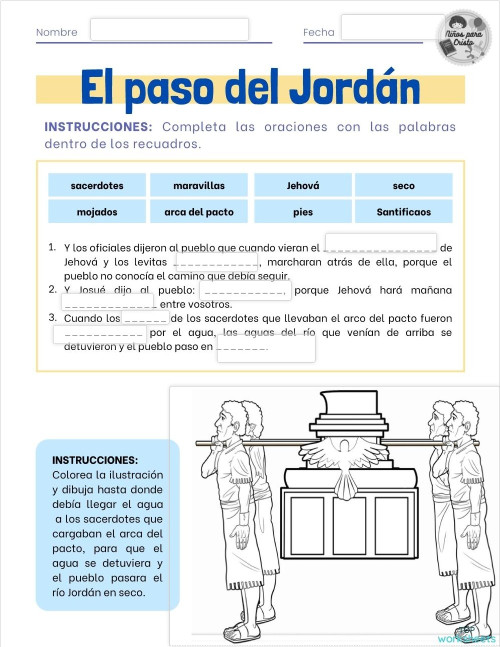 CRUZANDO EL JORDAN TALLER. Ficha interactiva | TopWorksheets