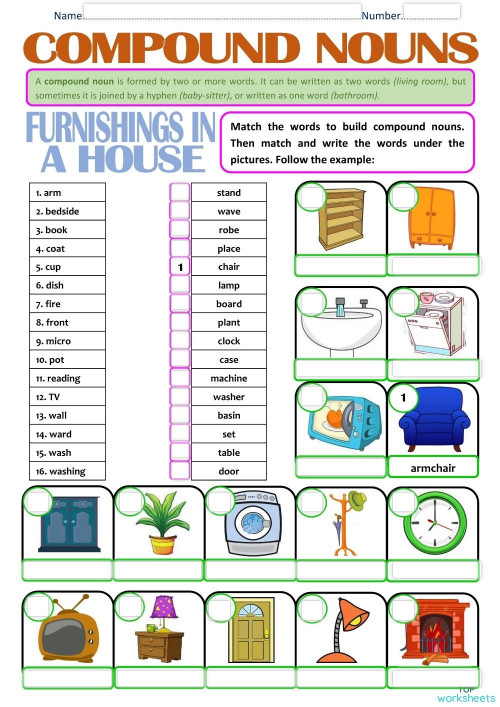 compound nouns. Interactive worksheet | TopWorksheets