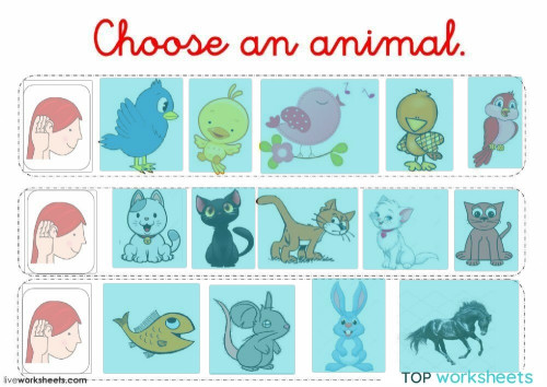 Choose an animal. Interactive worksheet | TopWorksheets