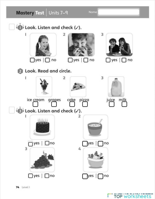 Mastery Test - Unit 7-9 - Big English Level 1. Interactive worksheet ...