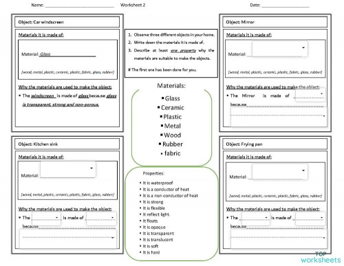 Year 5 - Properties of material. Interactive worksheet | TopWorksheets