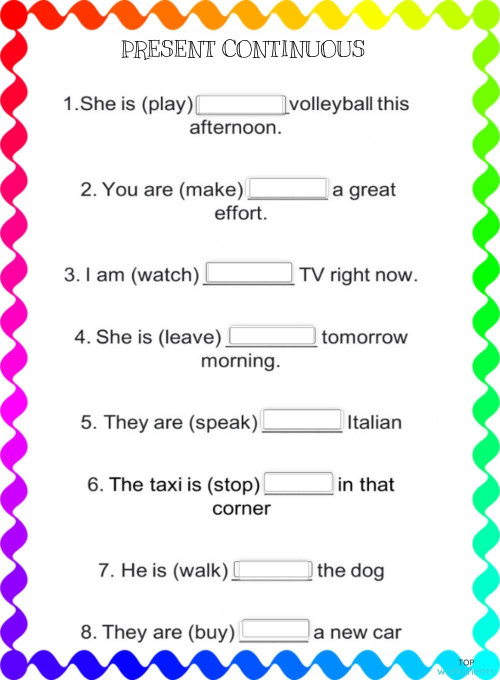 Present continuous 1. Interactive worksheet | TopWorksheets