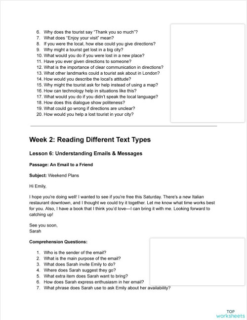 Reading Comprehension. Interactive worksheet | TopWorksheets