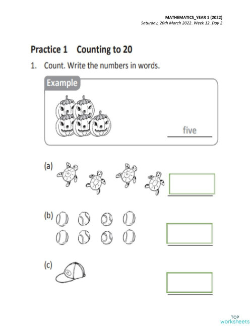 Wk 12_D2_Maths_Year 1. Interactive worksheet | TopWorksheets