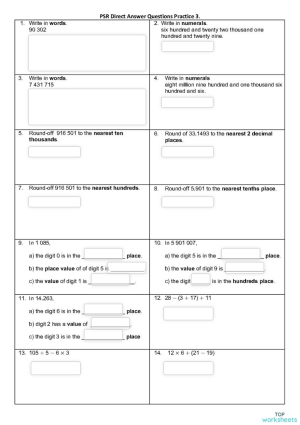 Direct Answer Questions 3. Interactive worksheet | TopWorksheets