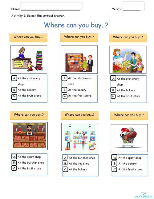 Let's go Shopping. Interactive worksheet | TopWorksheets