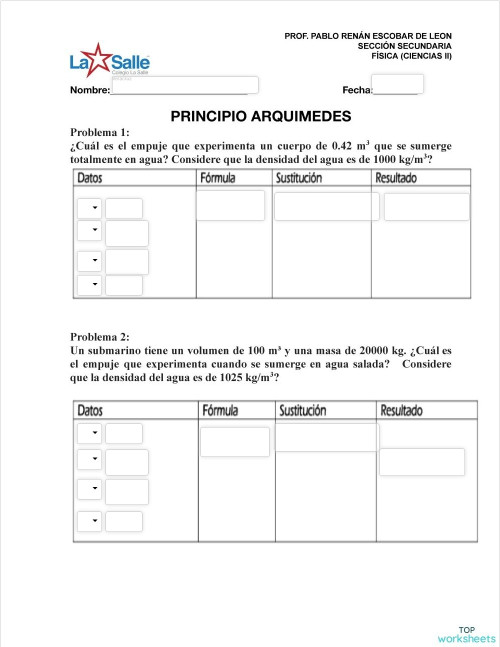 Fisica: fichas interactivas y ejercicios online | TopWorksheets