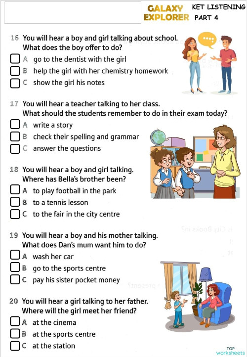 Listening: interactive worksheets and online exercises | TopWorksheets