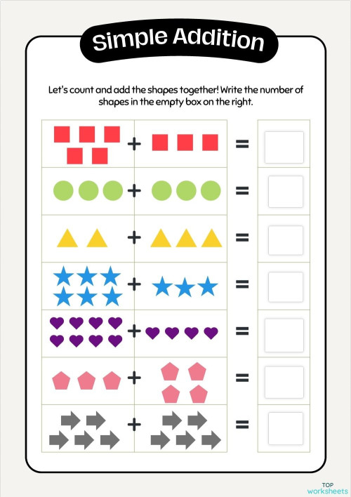 Simple Addition. Interactive worksheet | TopWorksheets