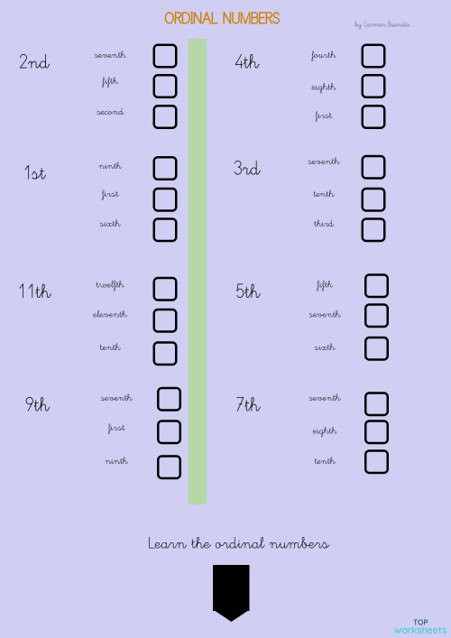 ordinal numbers 1-12. Interactive worksheet | TopWorksheets