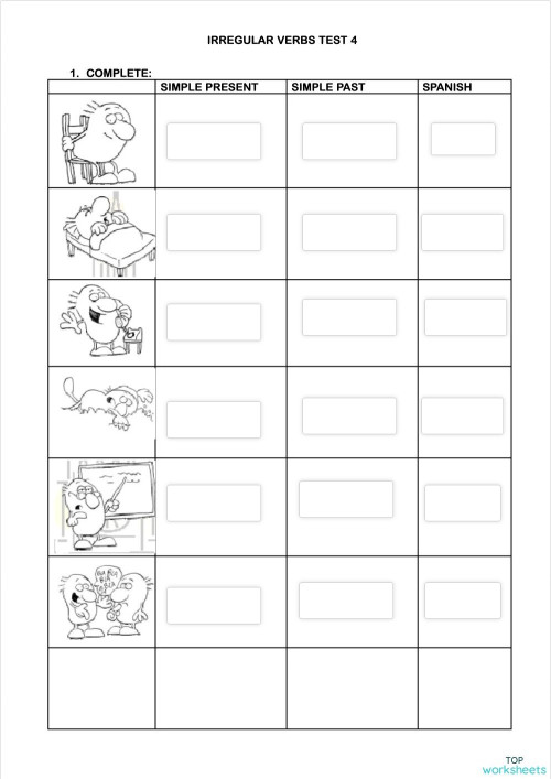 Irregular verbs test 4. Interactive worksheet | TopWorksheets