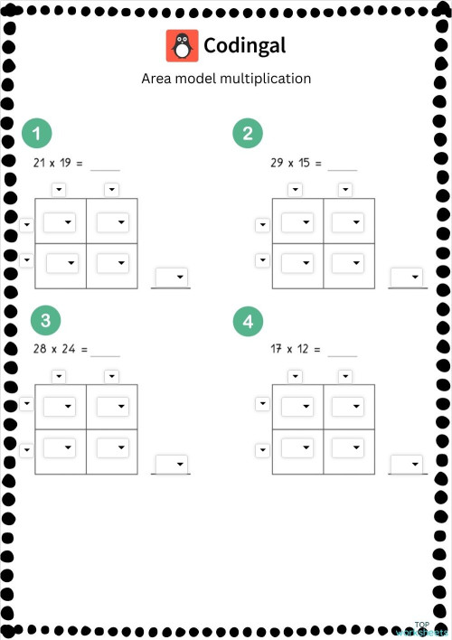 M_G04M04L09_WC02_Area model multiplication. Interactive worksheet | TopWorksheets