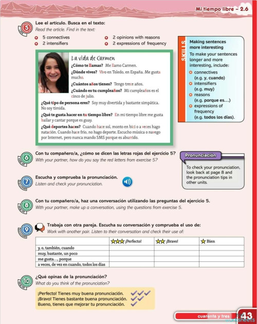 Mi tiempo libre 43. Ficha interactiva | TopWorksheets