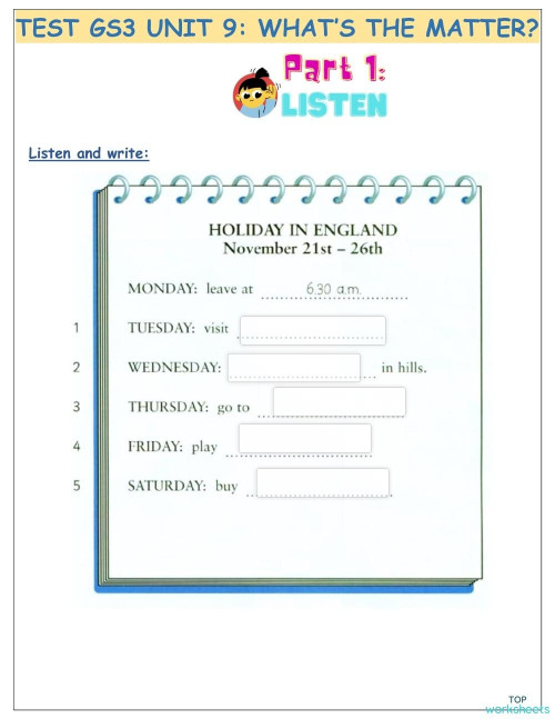 GS3_UNIT 9_REVIEW AND TEST. Interactive worksheet | TopWorksheets