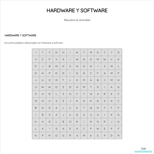 HARDWARE Y SOFTWARE. Ficha interactiva | TopWorksheets