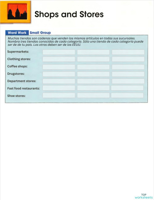 Chain Stores. Interactive worksheet | TopWorksheets