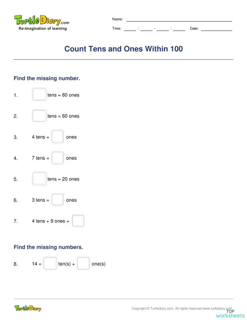 Tens and Ones. Interactive worksheet | TopWorksheets