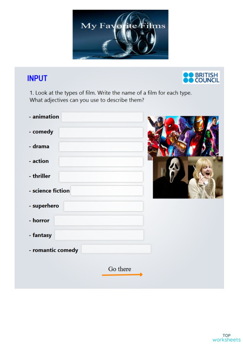 my favorite film. Interactive worksheet | TopWorksheets