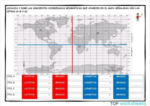 Coordenadas geográficas. Ficha interactiva | TopWorksheets