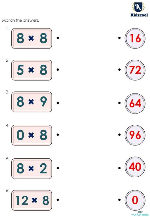 L3 - 7_9 Multiplication 8. Interactive worksheet | TopWorksheets