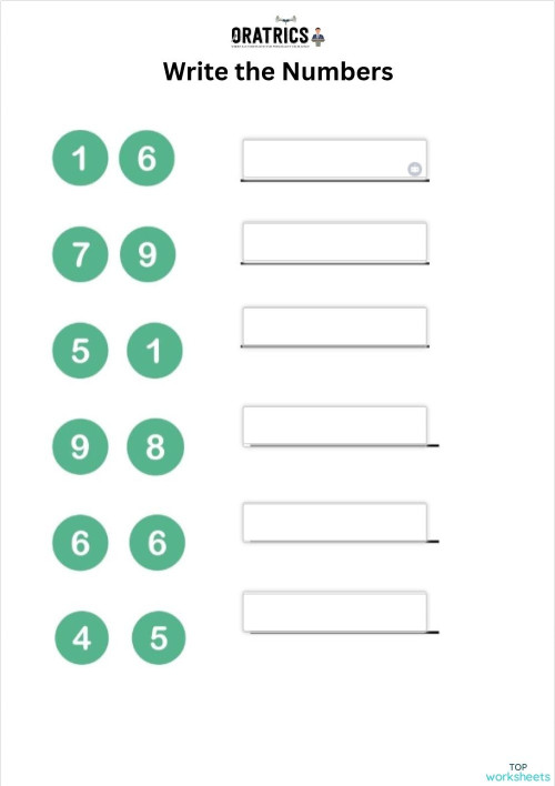 Write the Numbers. Interactive worksheet | TopWorksheets