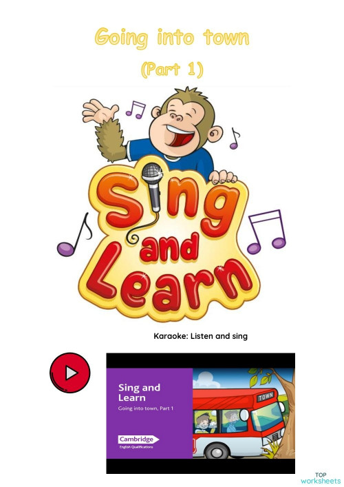 Going into town. Interactive worksheet | TopWorksheets