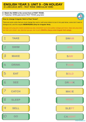 ENG YEAR 3 - UNIT 9 - ON HOLIDAY - LANGUAGE ART (PAST TENSE - IRREGULAR ...