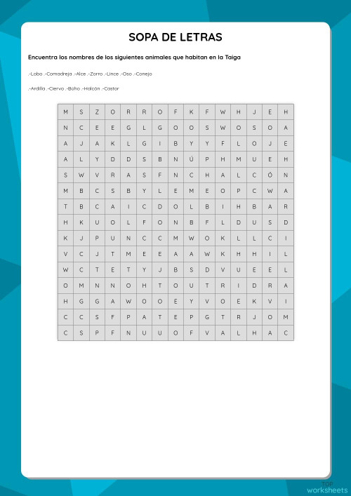 SOPA DE LETRAS. Ficha interactiva | TopWorksheets