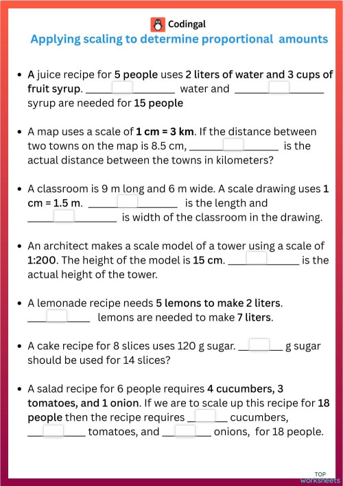 M_G06M06L27_WE01_Scaling Quantities. Interactive worksheet | TopWorksheets
