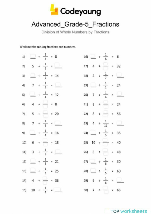 Advanced Division Of Whole Numbers By Fractions Interactive Worksheet advanced-division-of-whole-numbers-by-fractions-interactive-worksheet
