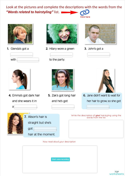 Homework 09/10. Hairstyling. Interactive worksheet | TopWorksheets