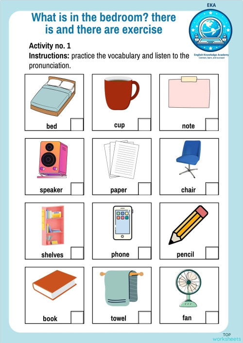 What is in the bedroom? there is and there are exercise. Interactive worksheet | TopWorksheets