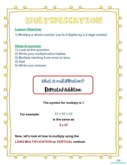 Yr 6 Multiplication (Yellow). Interactive worksheet | TopWorksheets