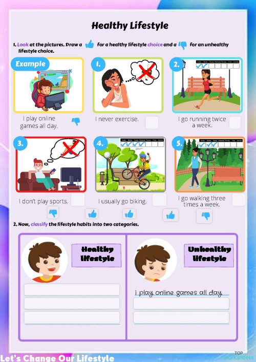 Exp 8.1 A1 Healthy Lifestyle. Interactive worksheet | TopWorksheets
