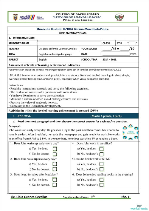 Procedure Text. Interactive worksheet | TopWorksheets