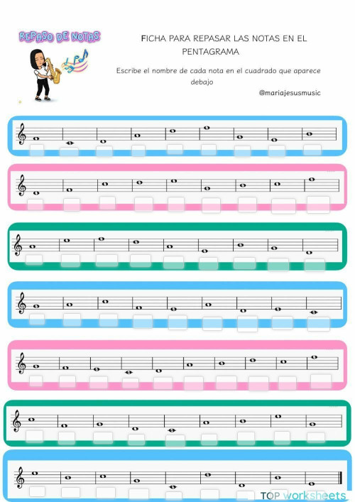Repaso notas musicales. Ficha interactiva | TopWorksheets