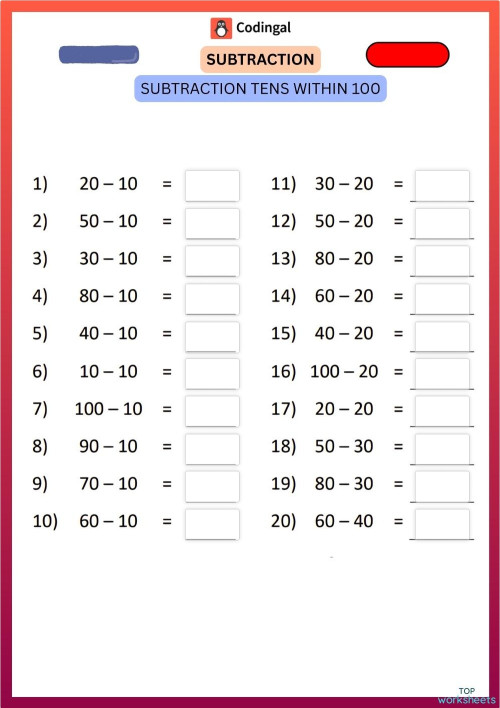 M_G01M07L20_WA01_Subtracting_Tens(Within_100)_3. Interactive worksheet ...