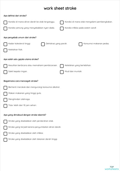 work sheet stroke. Interactive worksheet | TopWorksheets