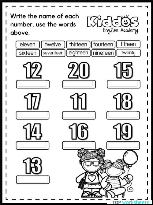 Writing Numbers name 11 to 20. Interactive worksheet | TopWorksheets