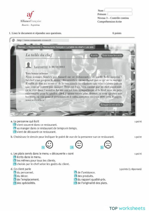 3 - ce n°3. Fiche interactive | TopWorksheets